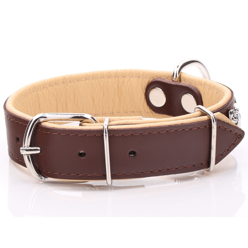 Col Carlin En Cuir Marron Et Beige