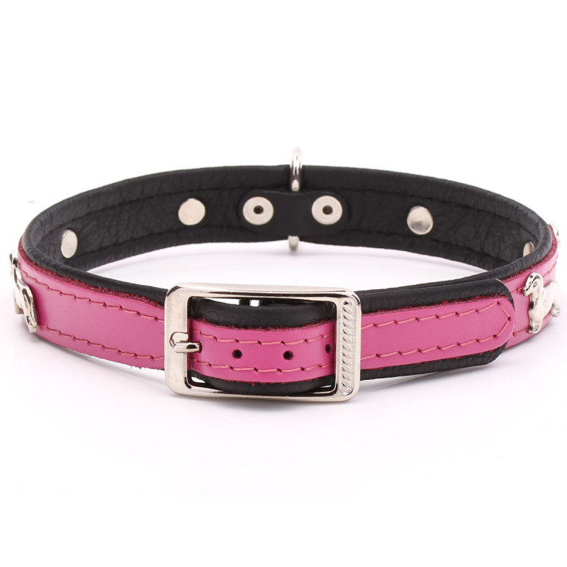 Pink Leather Dachshund Dog Collars