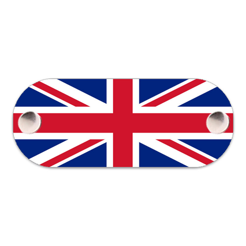 Genuine Leather Dog Collar with British Union Jack Nameplate