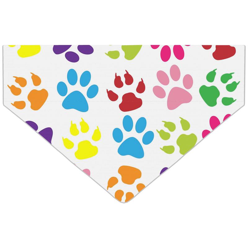 Personalised Multicolour Paw Pattern Dog Bandana
