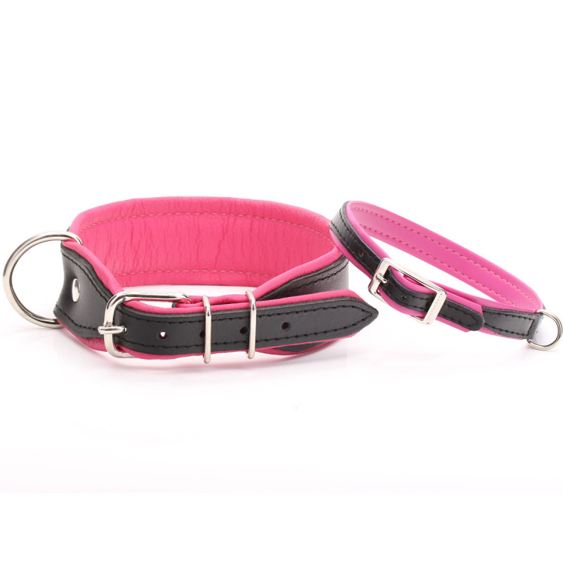Collare Di Cane In Pelle Nera E Rosa Fatti A Mano Italia PersonaliseDog.com