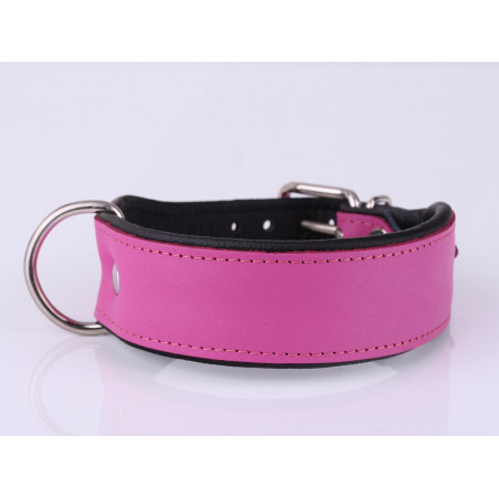 Wide Pink Leather Dog Collar for Girl Dogs