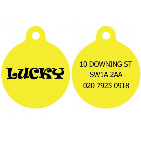 Personalised Yellow Aluminium Dog Tag