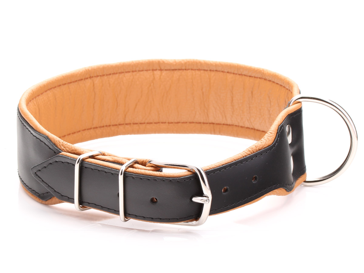 Posh Black Leather Dog Collar in Extra Large Wide and Small Sizes