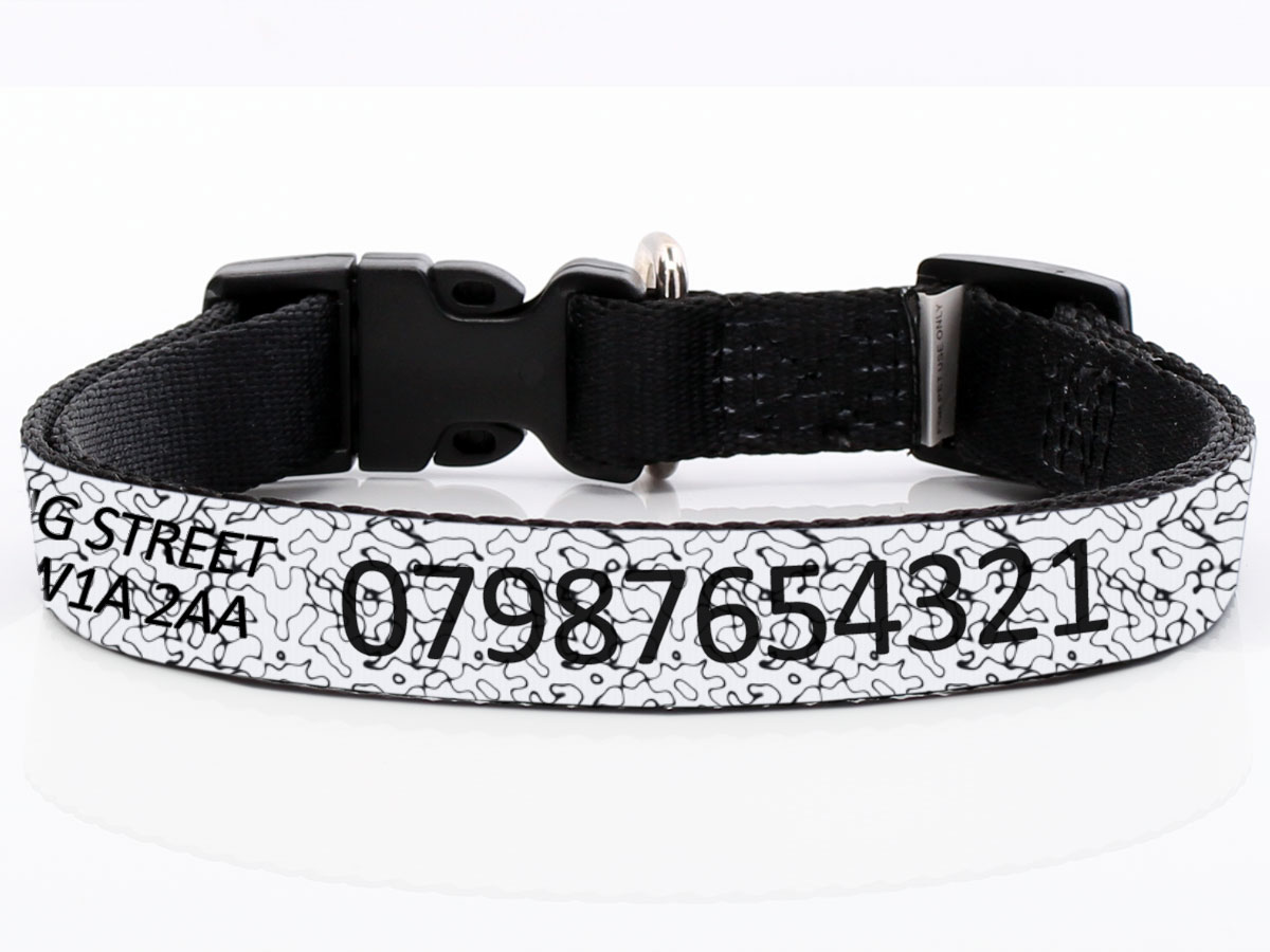 Personalised String Pattern Dog Collar with Printed Number