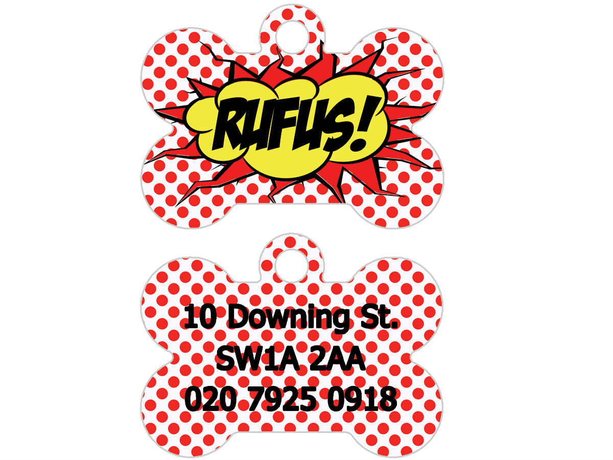 Personalised Red Pop Art Dog Tag