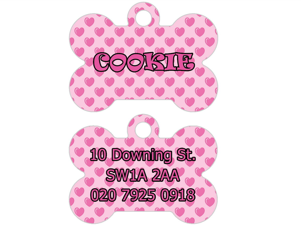 Personalised Pink Hearts Dog Tag